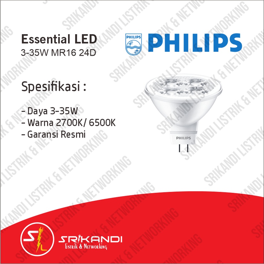 Jual LAMPU PHILIPS Essential LED 3-35W 6500K MR16 24D | Shopee Indonesia