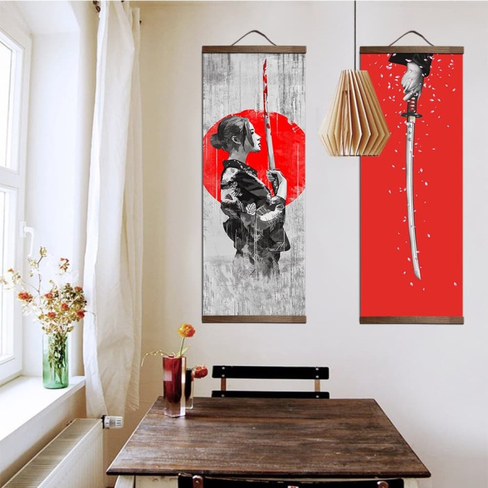 Jual Poster Kanvas Lukisan Samurai Jepang Ukiyoe Hd Dekorasi Dinding ...