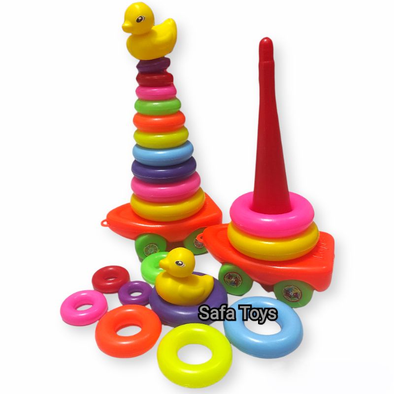 Jual Mainan Anak Ring Donat Roda 10 Susun Multi warna Ada Roda | Shopee ...
