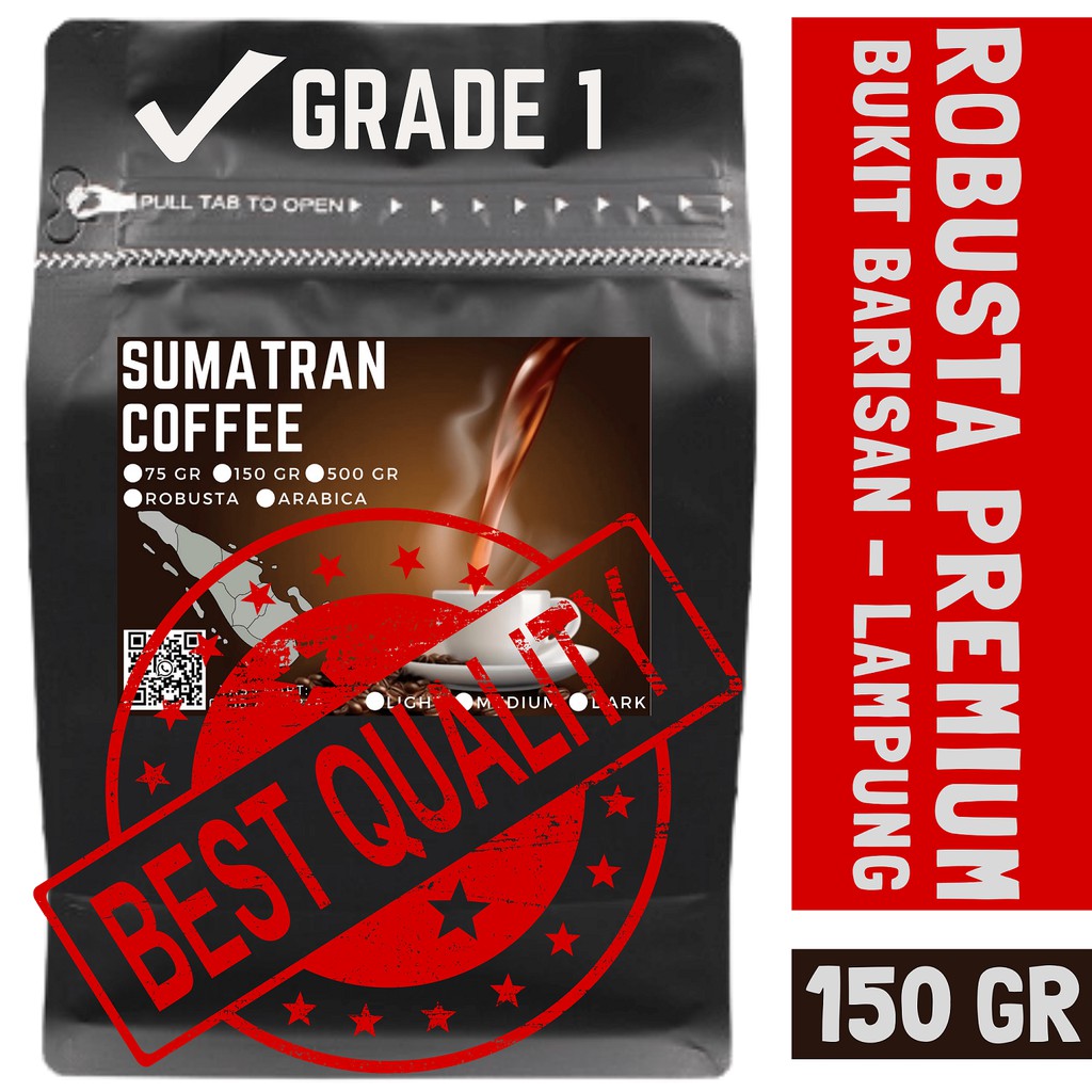 Jual SUMATRAN COFEE ROBUSTA [GRADE 1 SUPER RED BEAN] KOPI BUBUK 150 GR ...