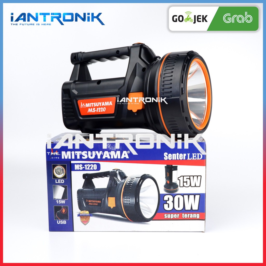 Jual Senter Besar LED 30 Watt Super Lampu Terang + Powerbank Mitsuyama ...