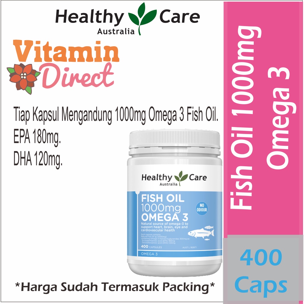 Jual Healthy Care Fish Oil Omega 3 1000mg 400 Capsules ORI AUSTRALIA ...