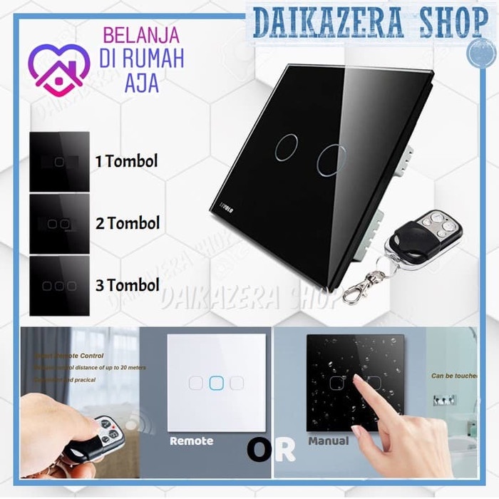 Jual Saklar Lampu Luxury Touch LED with Remote Switch - 2 Tombol - 1 ...