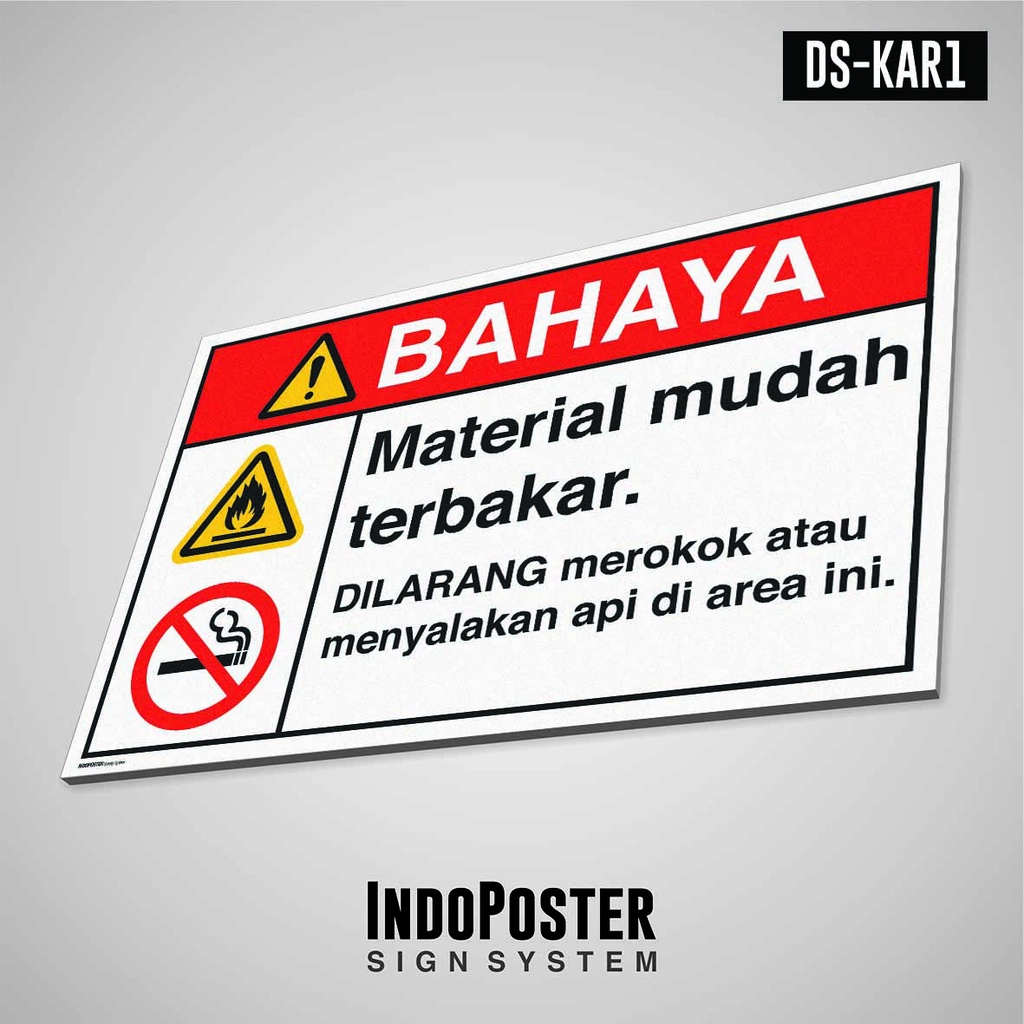 Jual Safety Sign Rambu K3 PVC ANSI Mudah Terbakar Dilarang Merokok ...