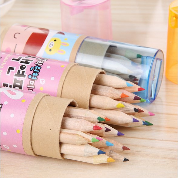 Jual Pencil Warna Mini 12 Biji Dan Rautan Packing Tabung Shopee
