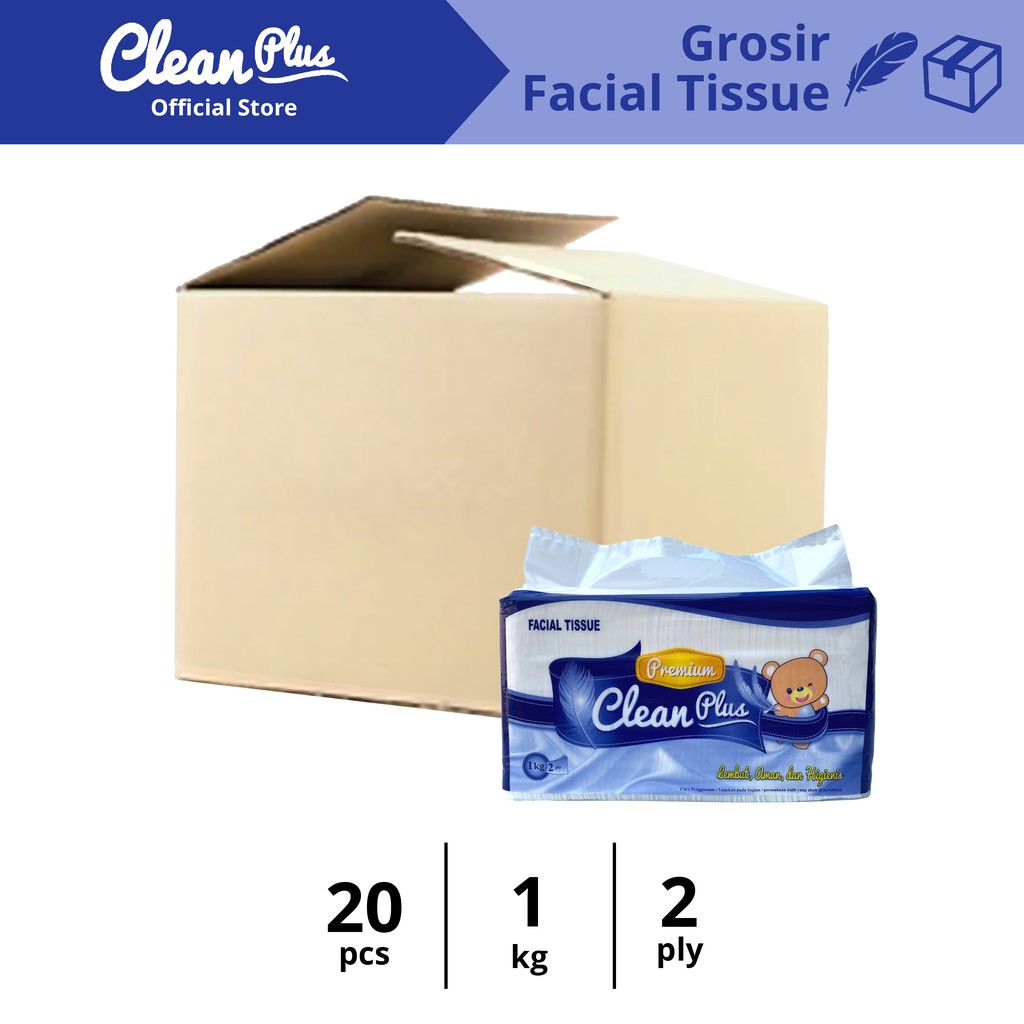 Jual Grosir Clean Plus Facial Tissue 1 Kg Beruang (DUS) | Shopee Indonesia
