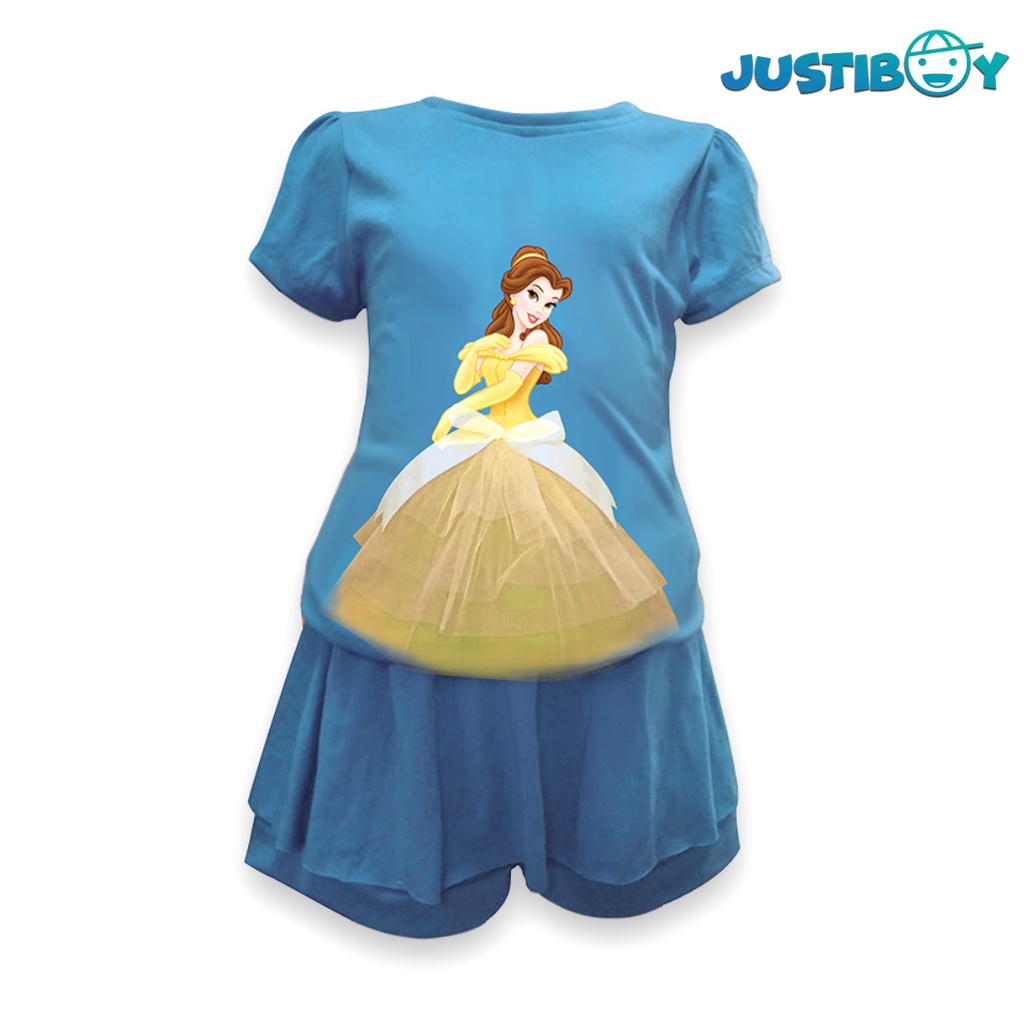 Jual Baju Anak Perempuan Motif Princess Ariel, Belle, Cinderella Lengan ...