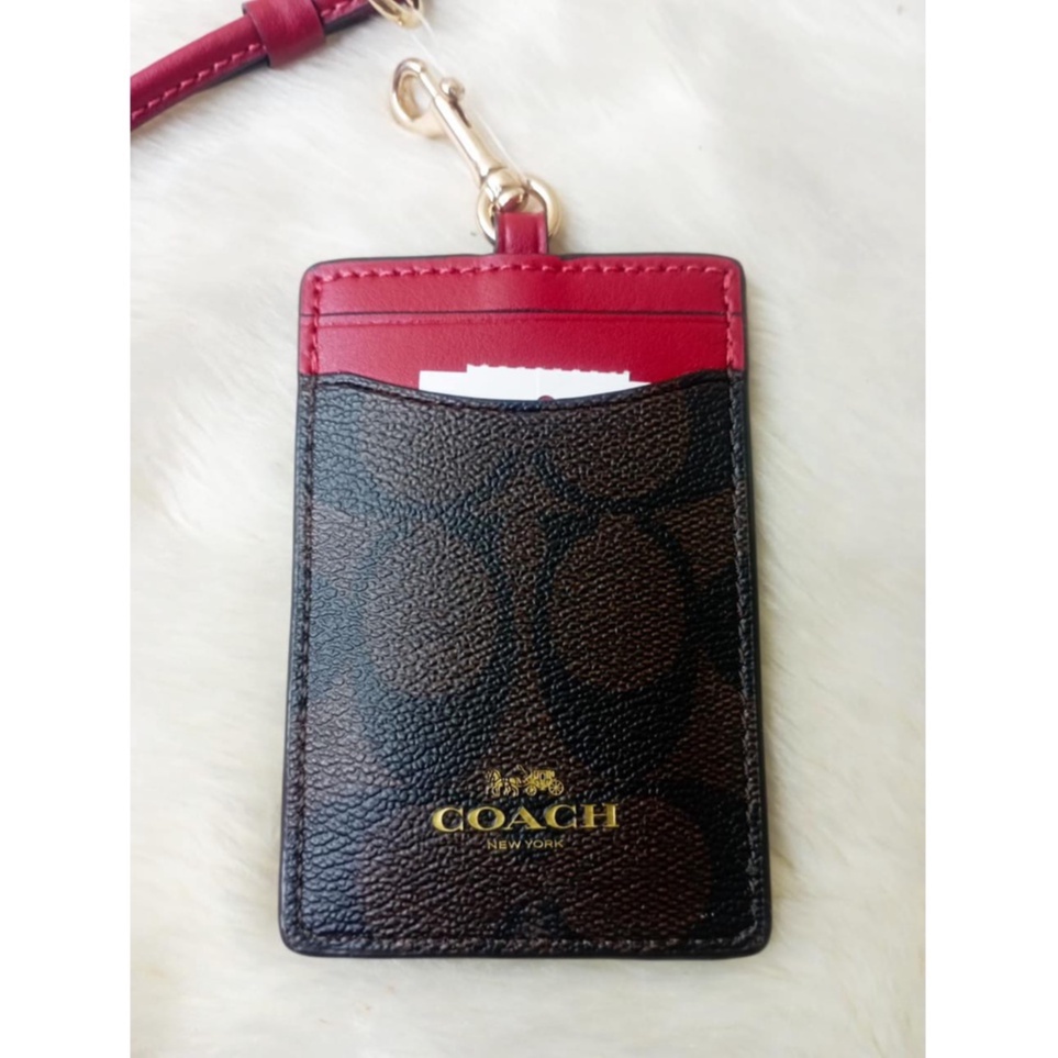 Jual Name Tag Coach Lanyard Id Card Case in Signature - 100% Original ...