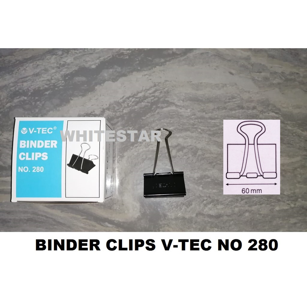 Jual binder clip no 280 v-tec / paper clip / klip kertas (pack = 6 atau ...