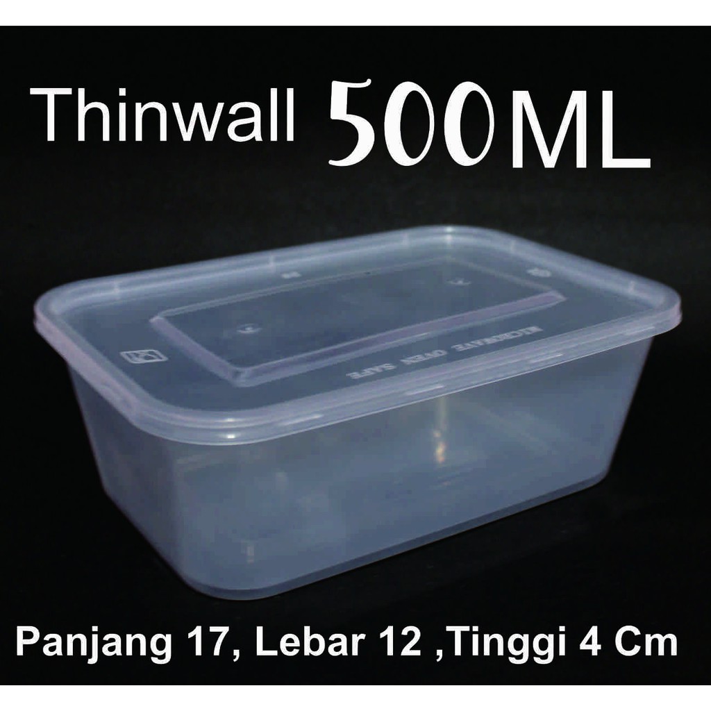 Jual Thinwall KOTAK 500 ml (REC) untuk tempat makanan/higenis isi (25 ...