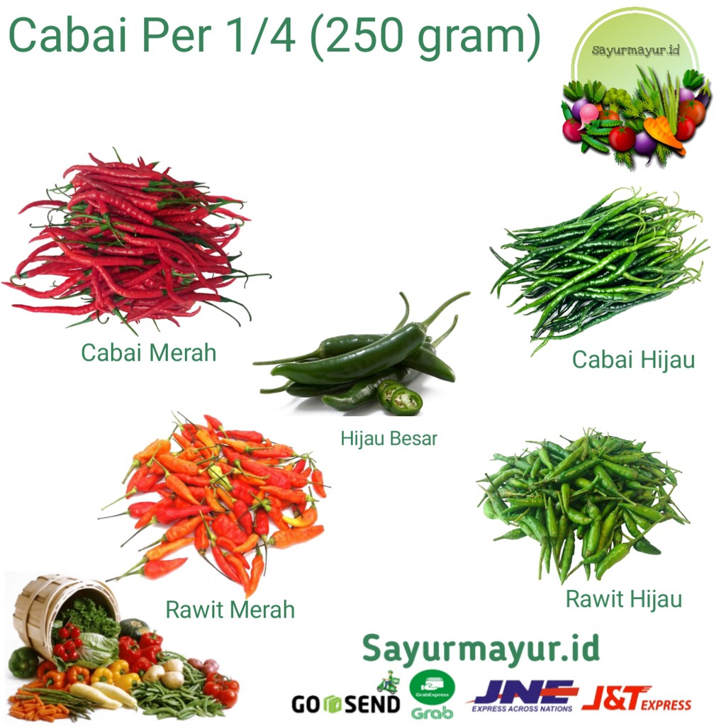 Jual CABE / CABAI MERAH / HIJAU / RAWIT GILA / CABE BESAR PER 1/4 KG ...