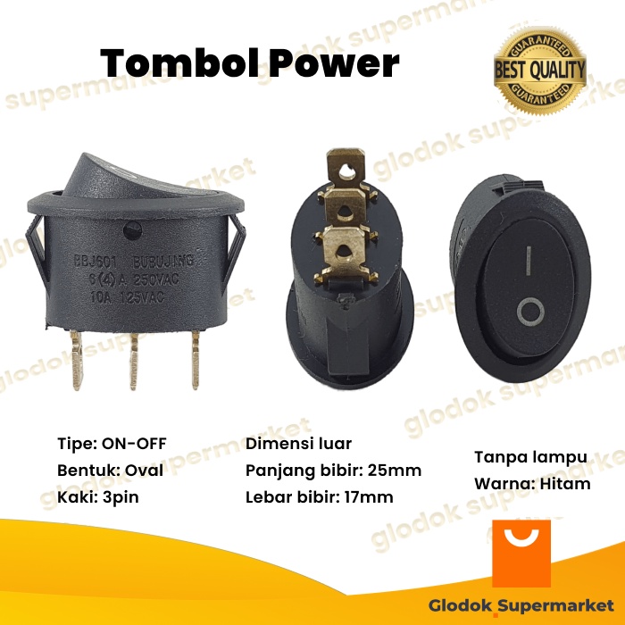 Jual Saklar Oval 3 pin On Off Tombol Rocker Power Switch 3pin | Shopee ...