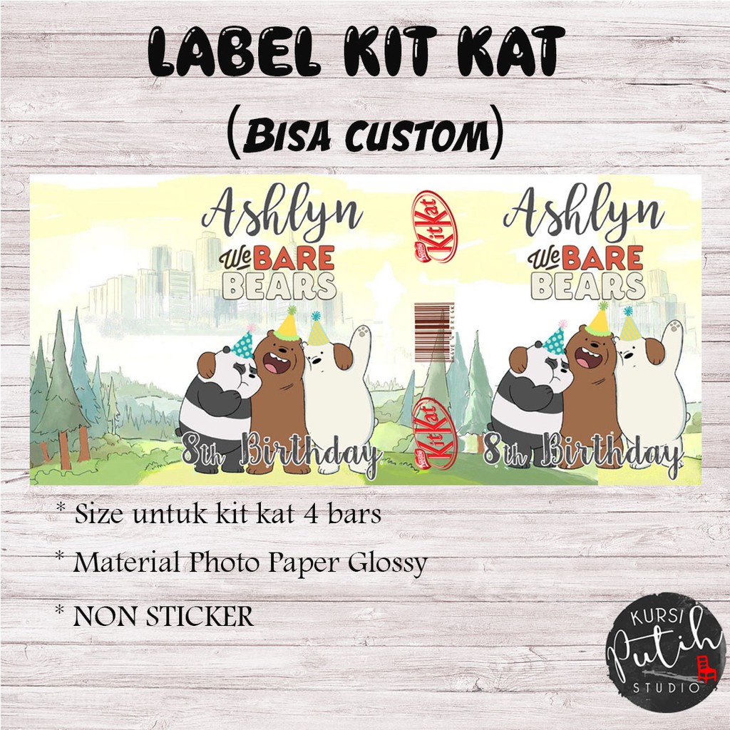 Jual Label kitkat kit kat bisa custom tema we bare bears | Shopee Indonesia
