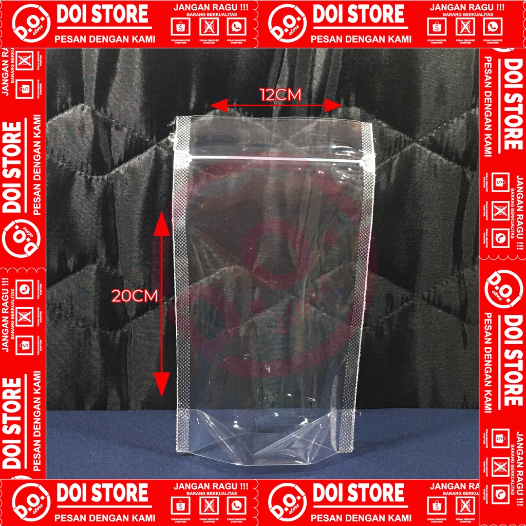 Jual PLASTIK STANDING POUCH 12X20 SEAL LEBAR / DOUBLE SEAL / PLASTIK ...