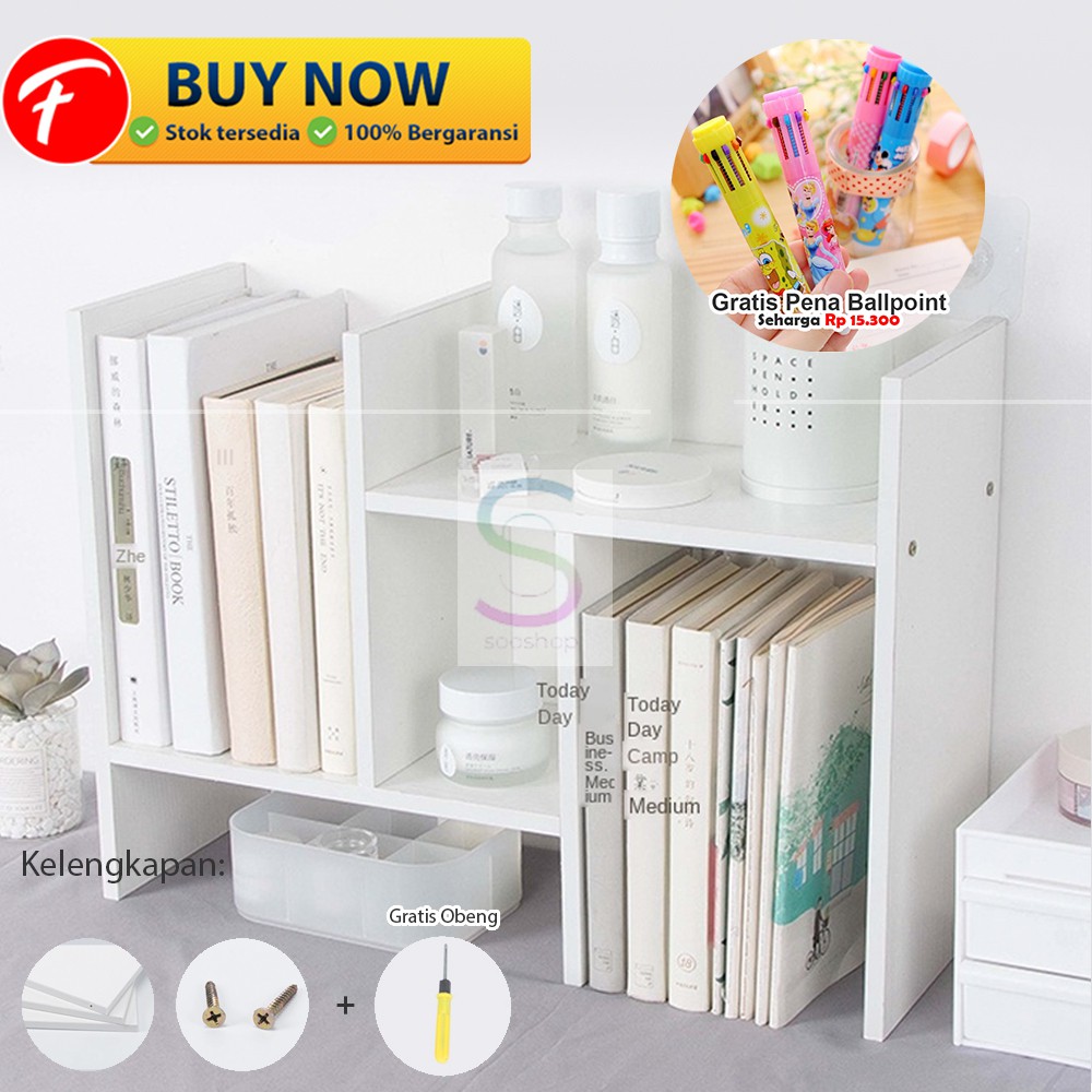 Jual Rak Buku Meja Portable Minimalis Kayu Serbaguna Bookshelf Kualitas ...