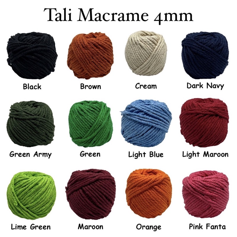 Jual Tali Katun Macrame 4mm / Benang Makrame Cotton Rope Besar | Shopee ...