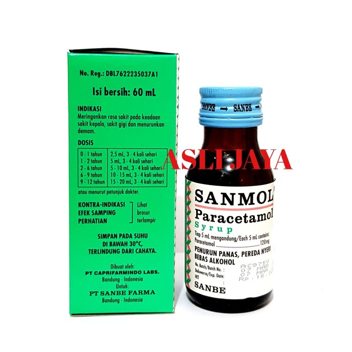 Jual SANMOL PARACETAMOL SIRUP - SYRUP PENURUN PANAS DAN PEREDA NYERI ANAK KHASIAT JOSS | Shopee ...