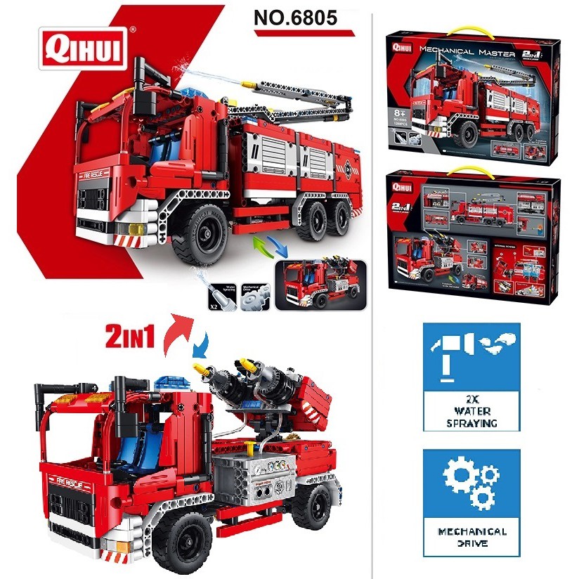 Jual Brick Block Qihui 6805 Mechanical Master ( Fire Truck ) 2in1 With ...