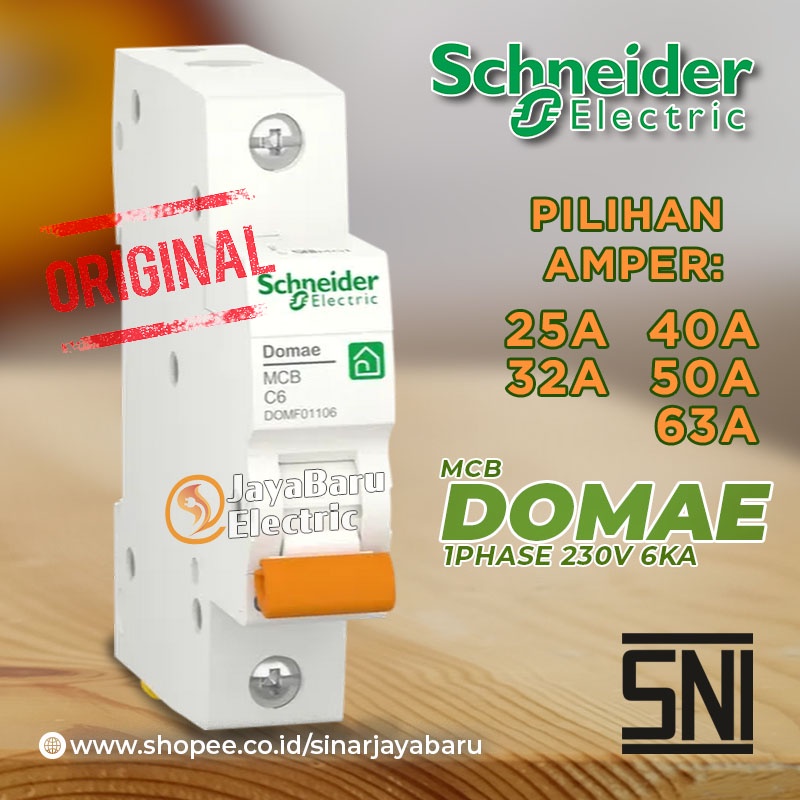 Jual Schneider MCB Domae 1P 1Phase 1Pole 25A 32A 40A 50A 63A 6kA SNI | Shopee Indonesia