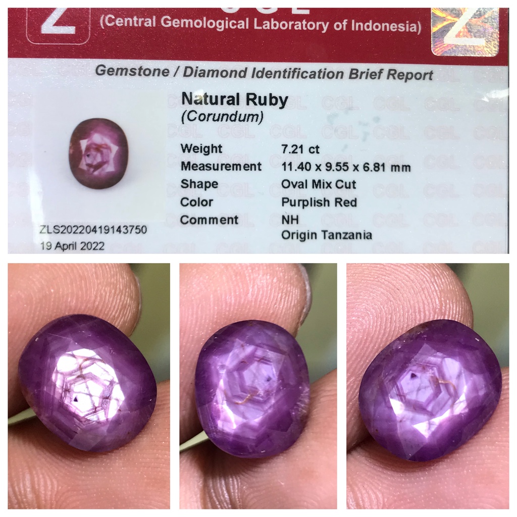 Jual Natural 7.21ct No Heat Purple Ruby Tanzania Permukaan Mulus Antik ...