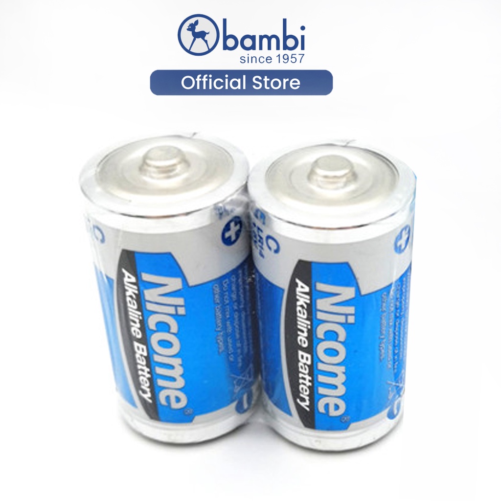 Jual Nicome Battery Alkaline Baterai C LR14-C Isi 2 pcs Shrink Pack ...