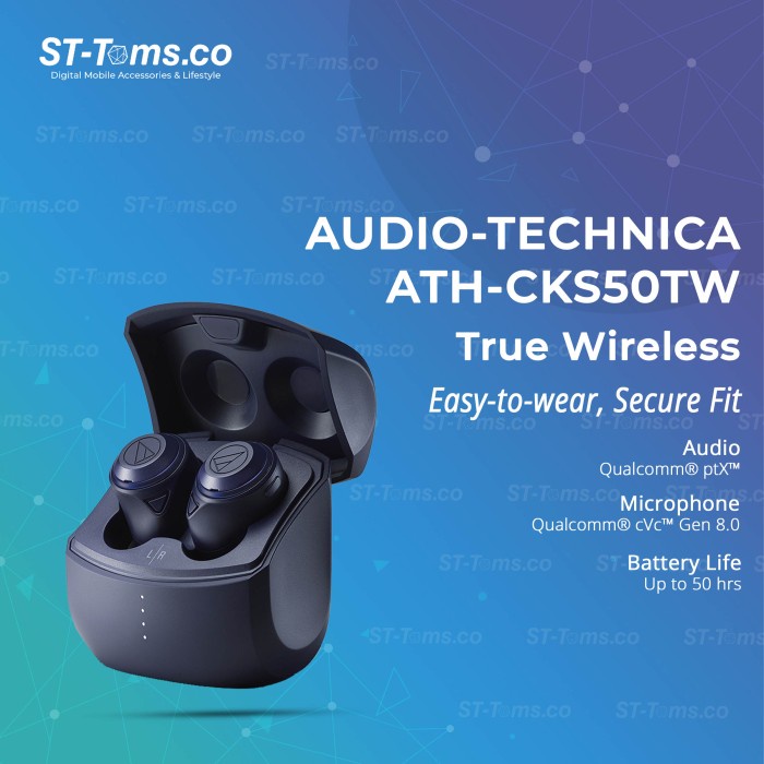 Jual Audio-Technica ATH-CKS50TW / ATH CKS50 TW Solid Bass True Wireless TWS | Shopee Indonesia