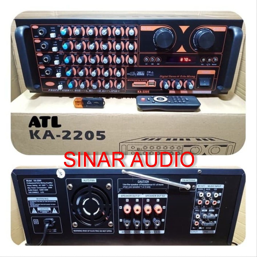 Jual power ampli bluetooth radio fm atl ka2205 amplifier mixer sound ...