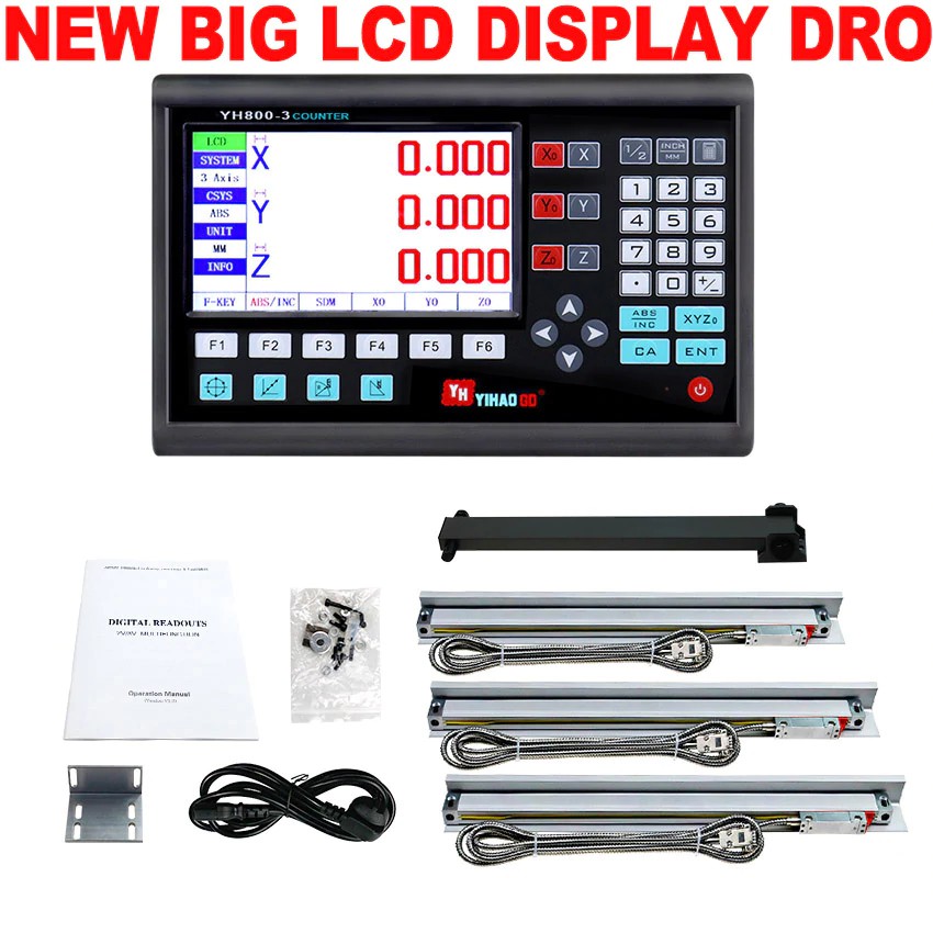Jual Terlaris... New 3 Axis LCD Dro Set Digital Readout System Display and 3 PCS 5U Linear ...
