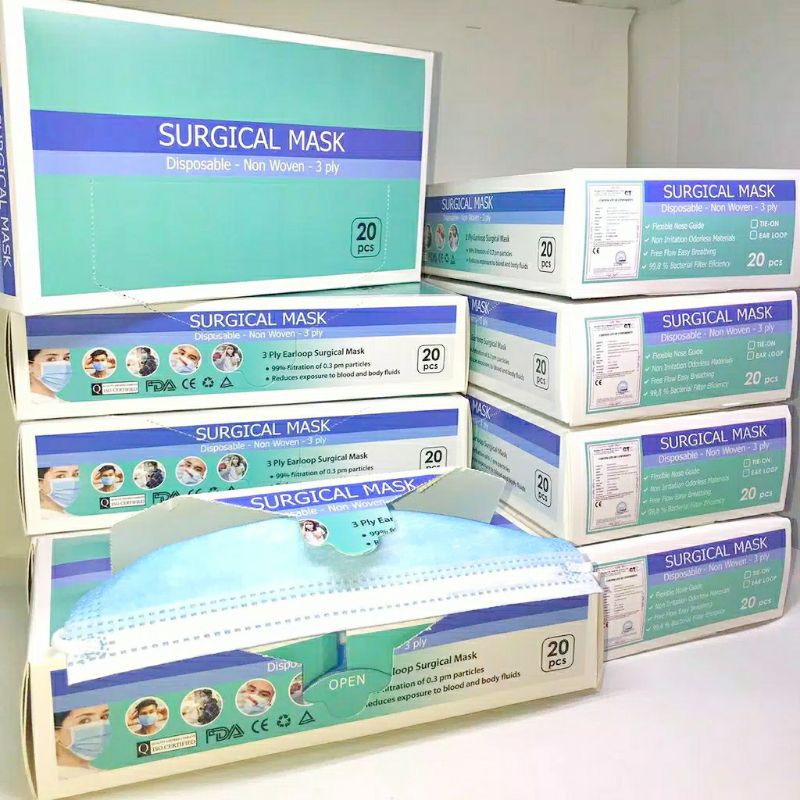 Jual MASKER 3PLY MASKER 3 PLY SURGICAL MASK PACKING KOTAK ISI 20PC ...
