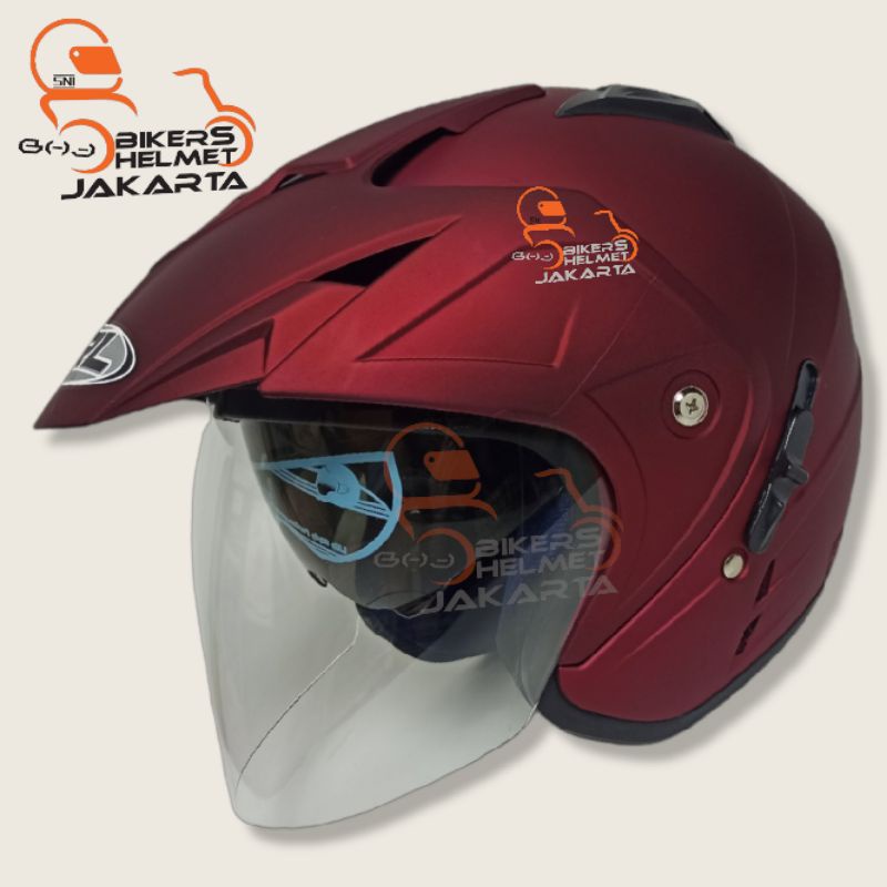 Jual DUKE HELM SOLID RED MAR DOFF DOUBLE VISOR DUA KACA HALF FACE MURAH ...