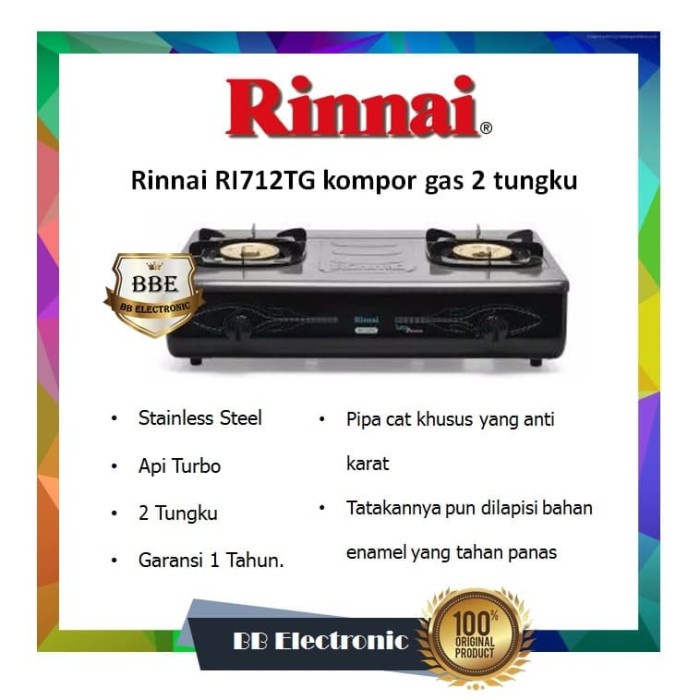 Jual Rinnai RI712TG kompor gas 2 tungku | Shopee Indonesia