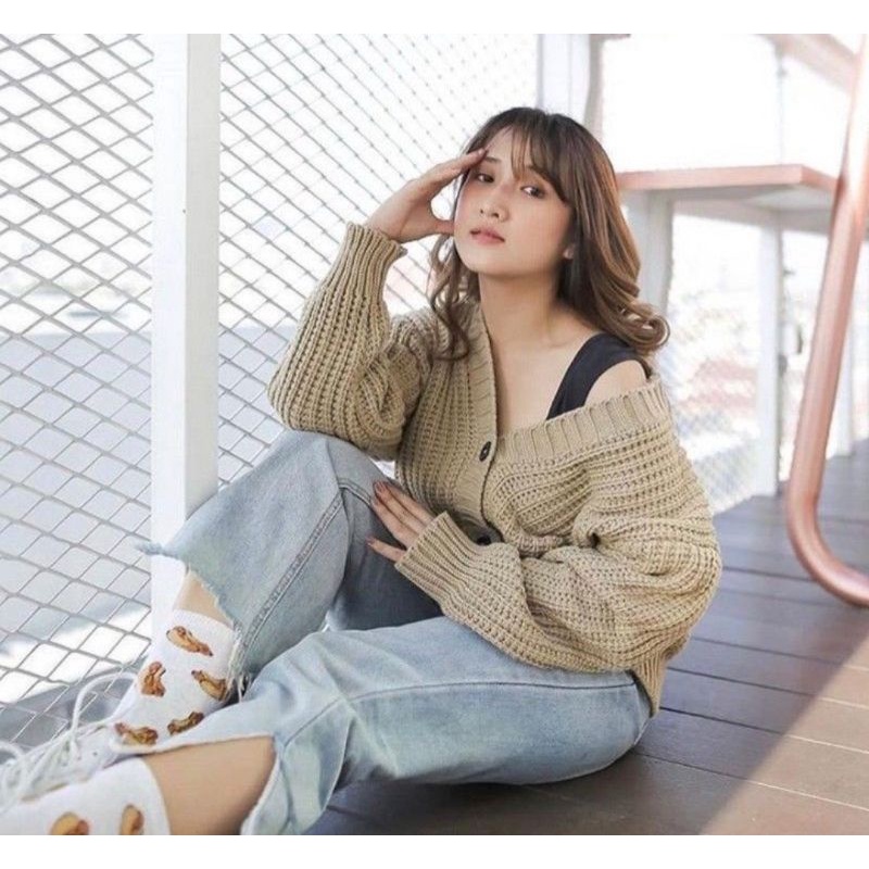 Jual Cardigan Rajut Crop Oversize Premium basic outwear (7 GET) kardigan rajut kro cardigan krop ...