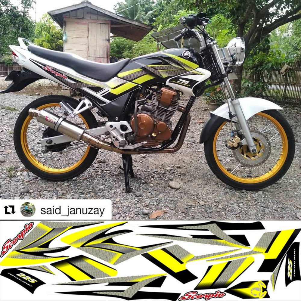 Jual Striping Scorpio Steko Hitam Kuning 2004 produk printing | Shopee ...