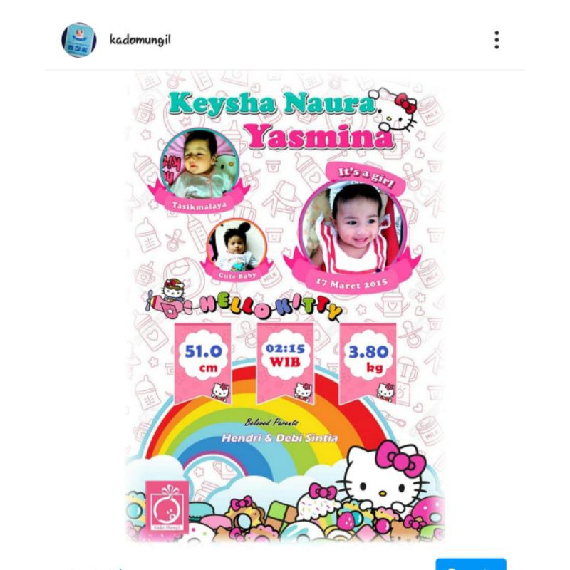 Jual BIODATA BAYI/ANAK - CETAK FOTO 20x35cm FREE PIGORA | Shopee Indonesia