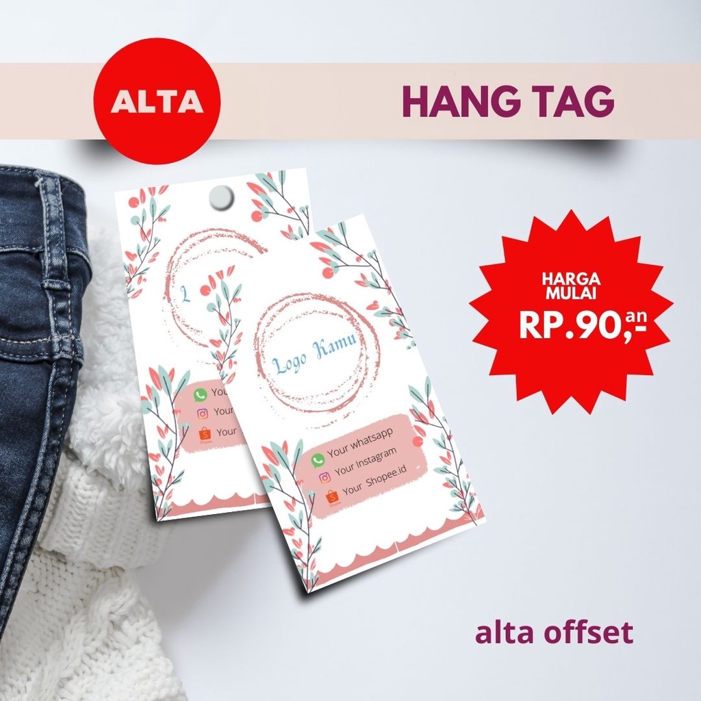 Jual Hang Tag Baju | Label Baju | Label Produk | Label Merk | Hampers | Bingkisan kode HT 005 ...