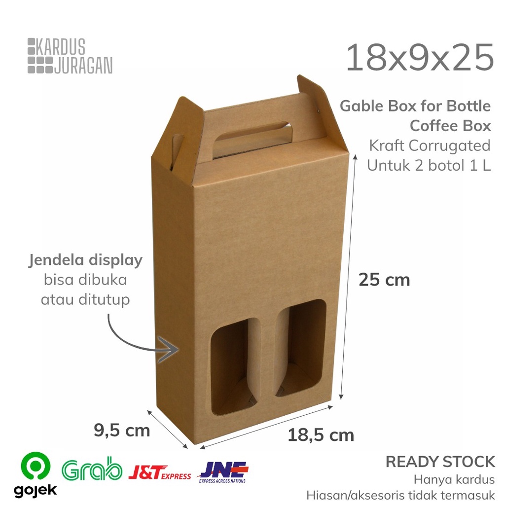 Jual Box Jinjing 18 x 9 x 25 cm Gable Box Bottle | Coffee Box | Juice ...