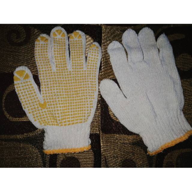 Jual Sarung Tangan Kerja Polkadot Dotting. Bintik Kuning dan Hitam ...