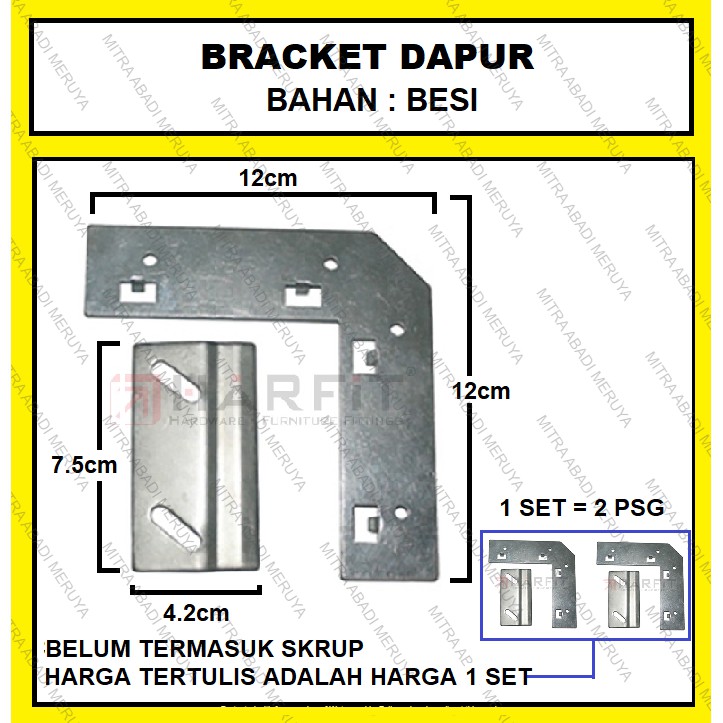 Jual Bracket Dapur Plat 12 x 12 cm Bracket Kitchen Gantungan Kitchen ...