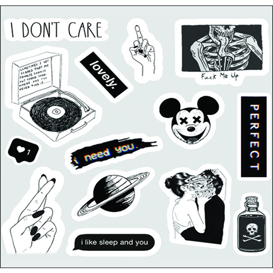 Jual [Black Series] MINI Black Sticker Aesthetic | Sticker Case Sticker ...