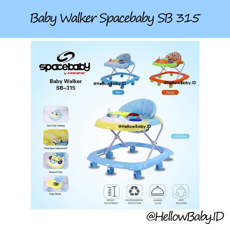 Jual 315 Baby Walker Spacebaby Space Baby SB-315 Bisa Atur Ketinggian ...