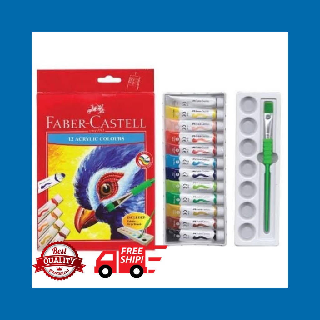 Jual ACRYLIC COLOUR SET 12 FABER CASTELL 572312 | Shopee Indonesia