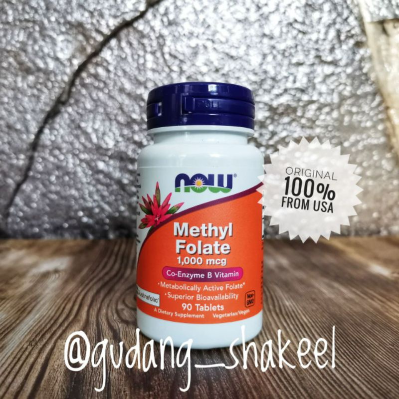 Jual Now Foods Methyl Folate 1000 mcg 90 Tablets Vitamin B Co-Enzyme ...