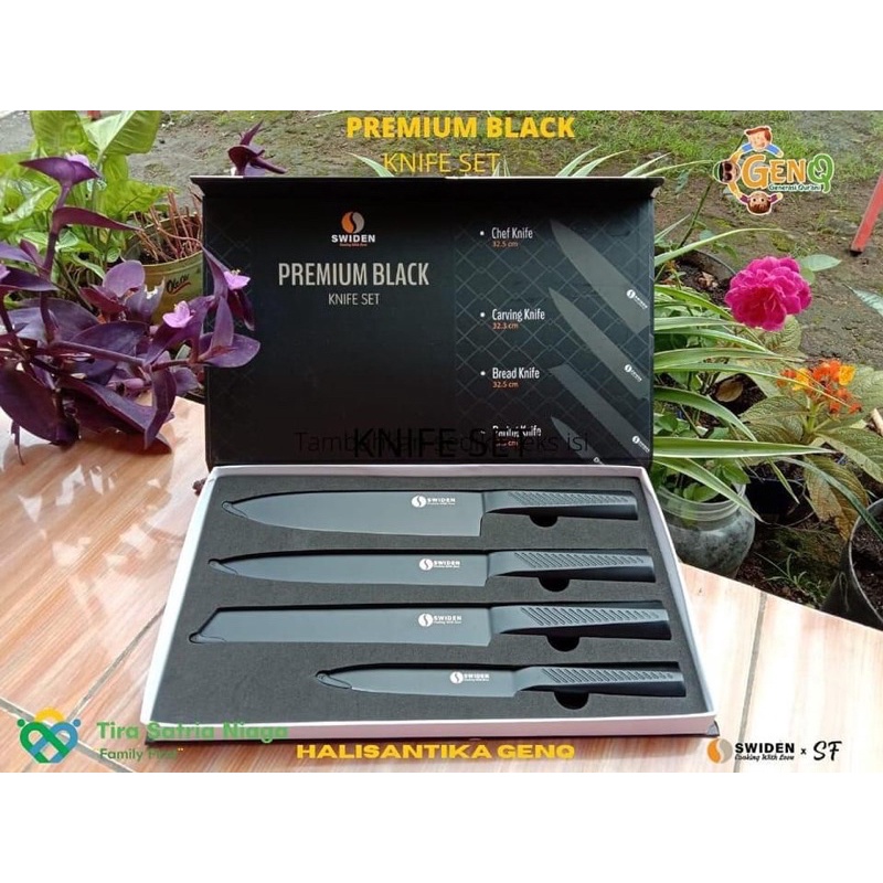 Jual [READY] SWIDEN PREMIUM BLACK KNIFE SET (PISAU SET SWIDEN) SWIPE KE ...