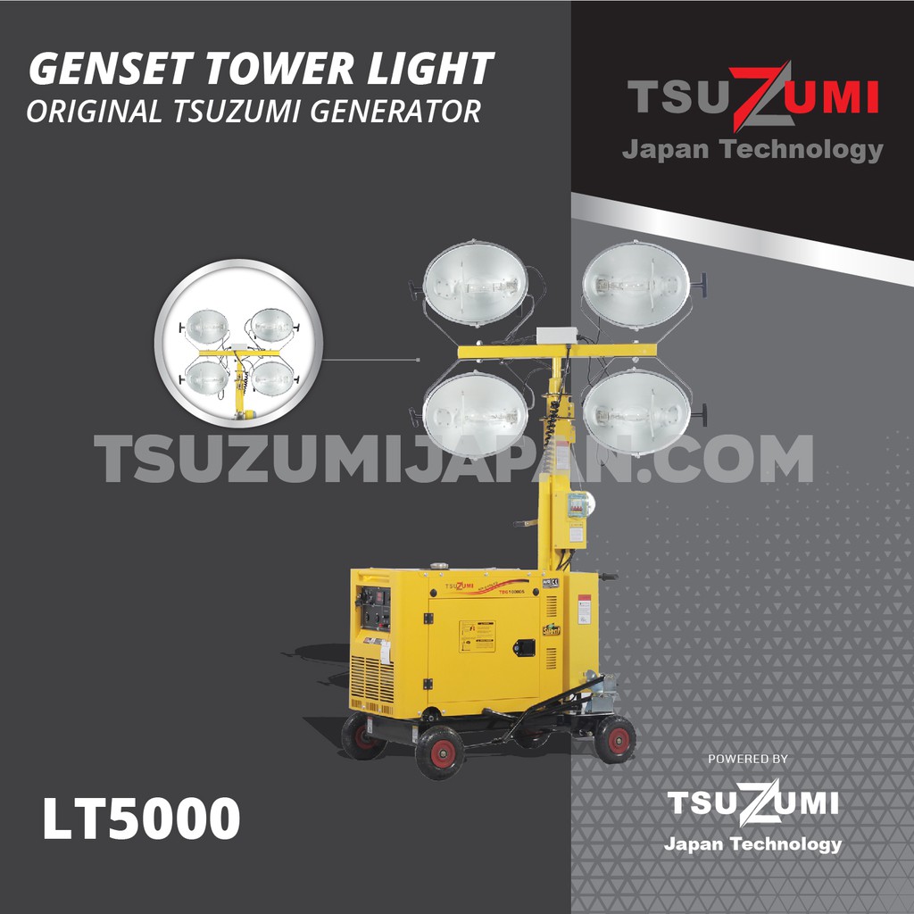 Jual Tower Light 4 x 1000 watt tinggi 5,5 Meter LT5000 Tsuzumi Japan ...