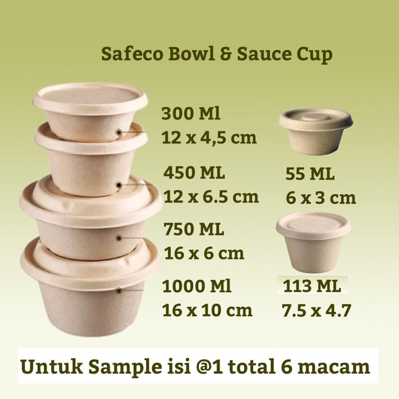 Jual Safeco Packaging Bagasse Sample Set Box Packaging Kotak Tempat ...