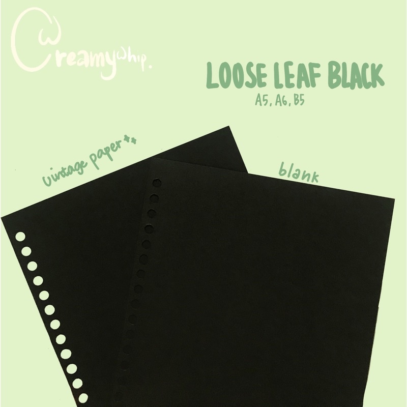 Jual LOOSE LEAF BLACK A5, A6, A7 isian binder hitam vintage paper ...