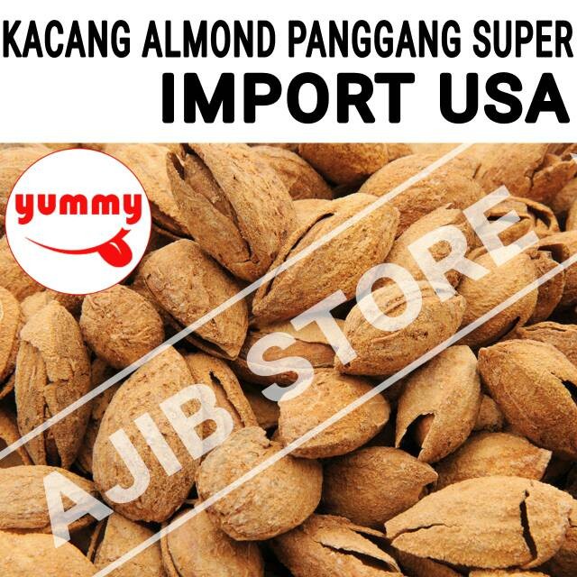 Jual (Grade A) KACANG ALMOND KULIT ROASTED 500gram 500 gram 1/2 Kg Rasa ...