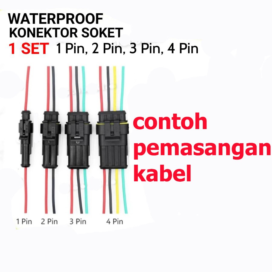 Jual Soket waterproof 1 pin - 2 pin - 3 pin - 4 pin -5 pin - 6 pin isi ...