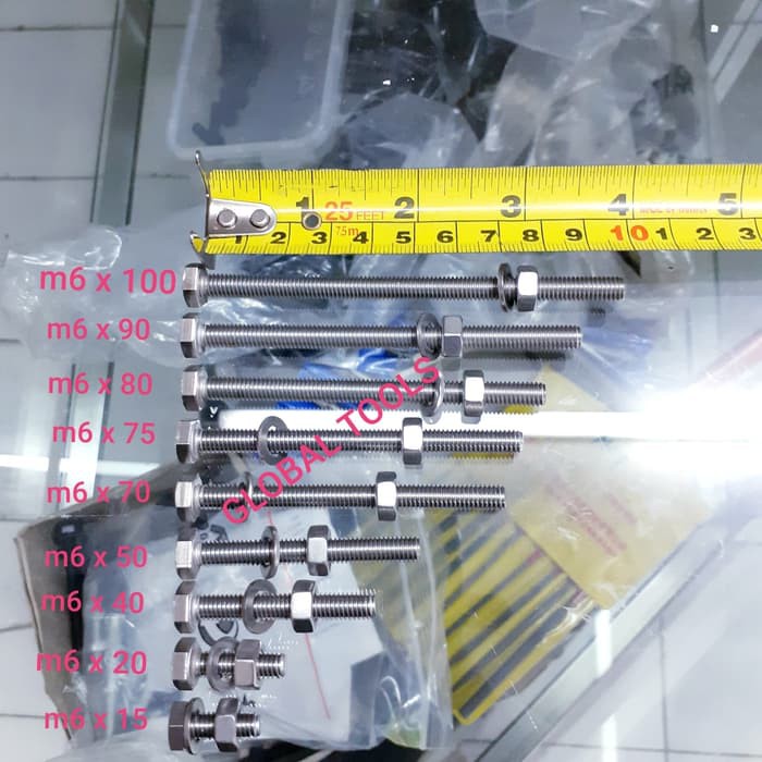 Jual Baut Stainless m6 x 75 bmss 6 x 75 baut kunci 10 sus 304 THE not ...