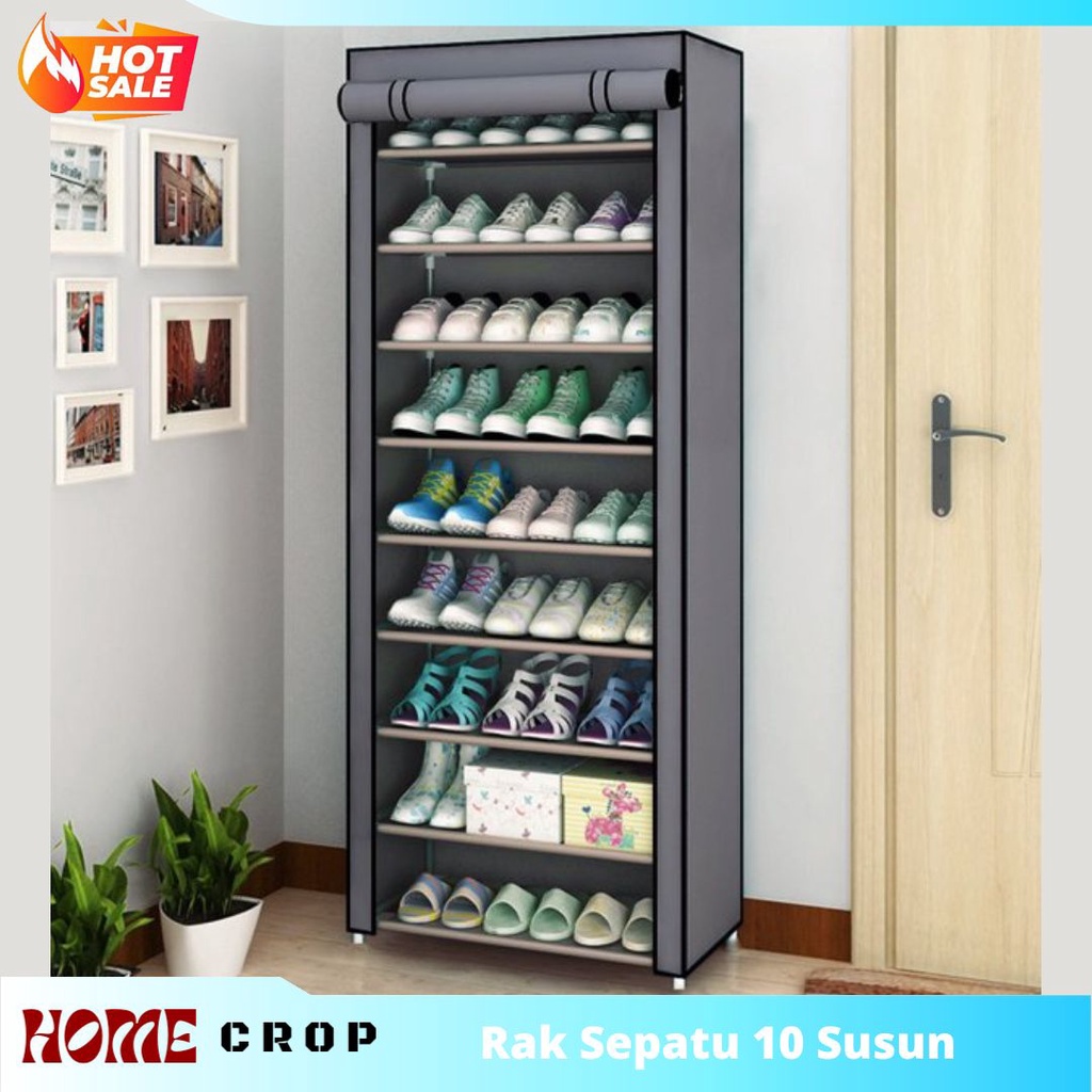 Jual Rak Lemari Sepatu Tertutup Tempat Sendal Anti Debu Portable 10 ...